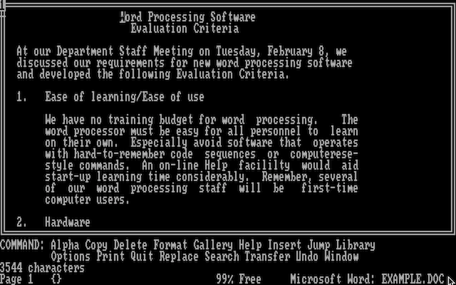 Microsoft Word 1.15 (for DOS) | PCjs Machines